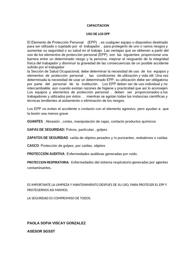 Capacitación en Uso de EPP para Seguridad | PDF