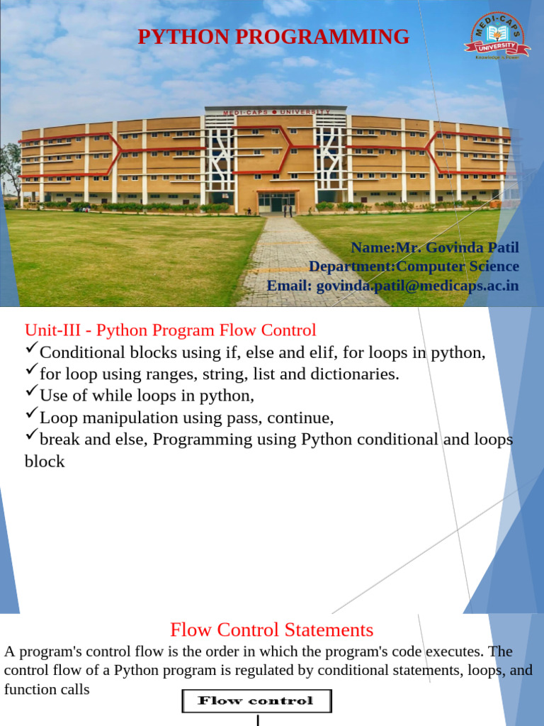 Python - Ppt-Unit - Iii | PDF | Control Flow | Variable (Computer Science)