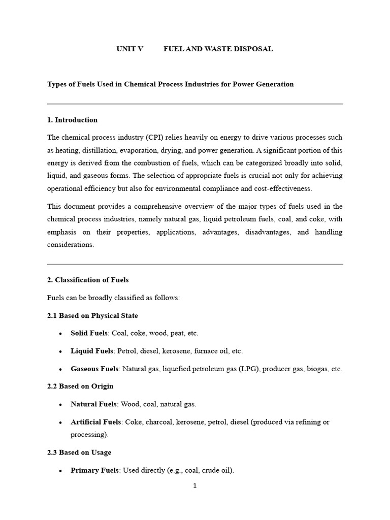 Unit V Fuel and Waste Disposal | PDF | Fuels | Combustion