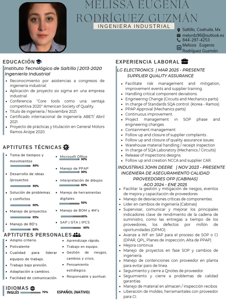 Ingeniera Industrial con Experiencia en Calidad | PDF | Business ...