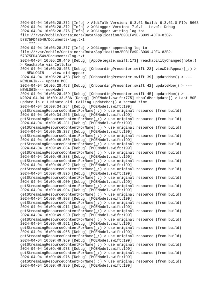 Log | PDF | Swift (Programming Language) | Cache (Computing)