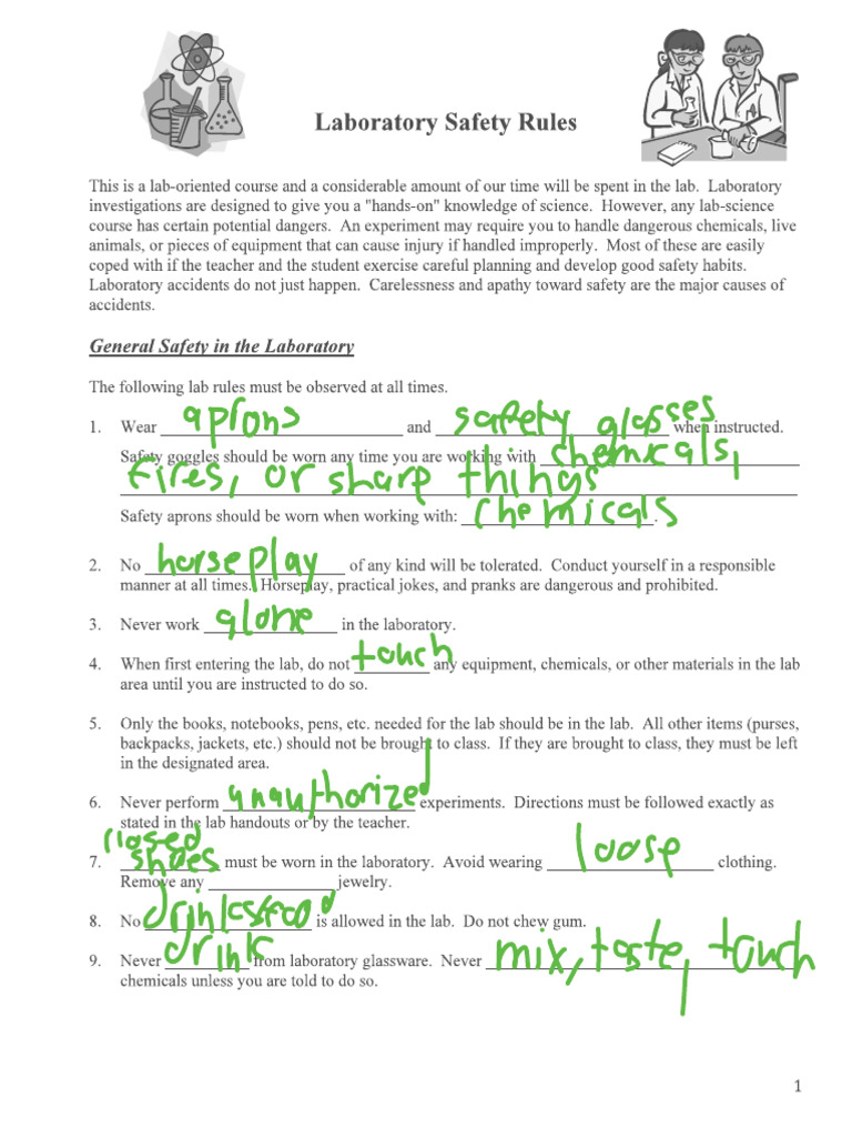 Laboratory Safe Rules Worksheet | PDF | Hazards | Water