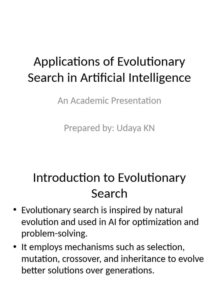 Applications of Evolutionary Search in AI Final | PDF | Genetic ...