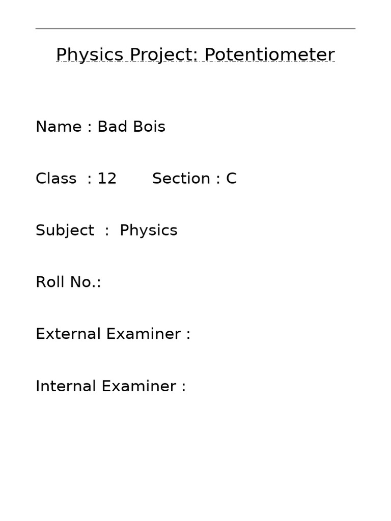 Class 12 Physics Project | PDF | Voltage | Electrical Engineering