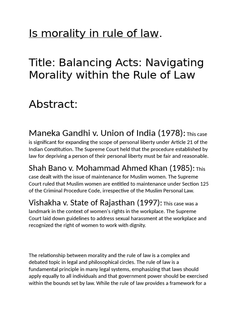 Morality's Role in the Rule of Law | PDF | Jurisprudence | Rule Of Law