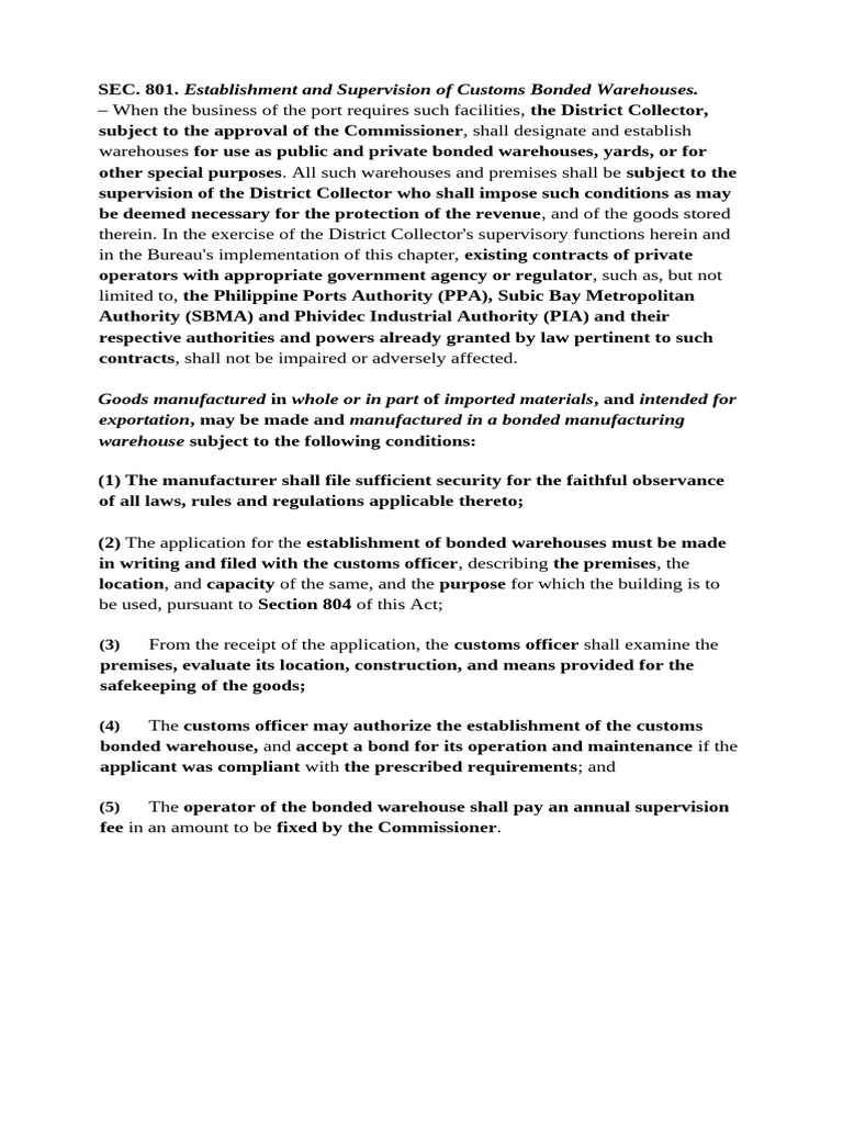 Customs Bonded Warehouses Regulations | PDF | Customs | Warehouse