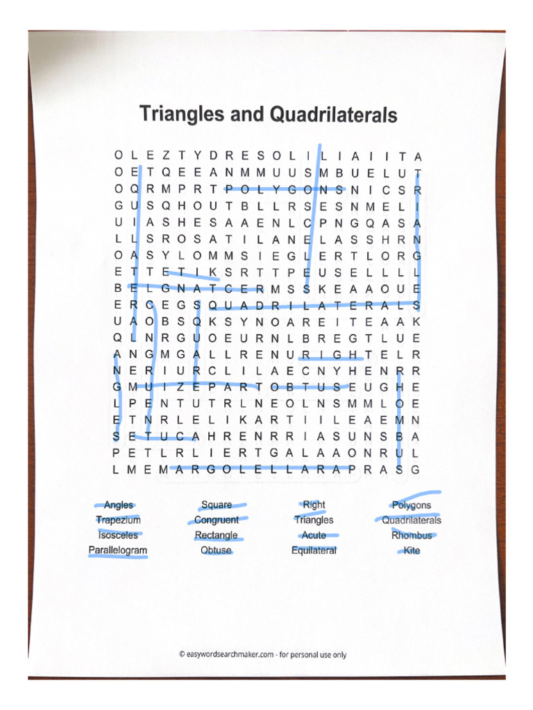 Word Search Triangles and Quadrilaterals | PDF