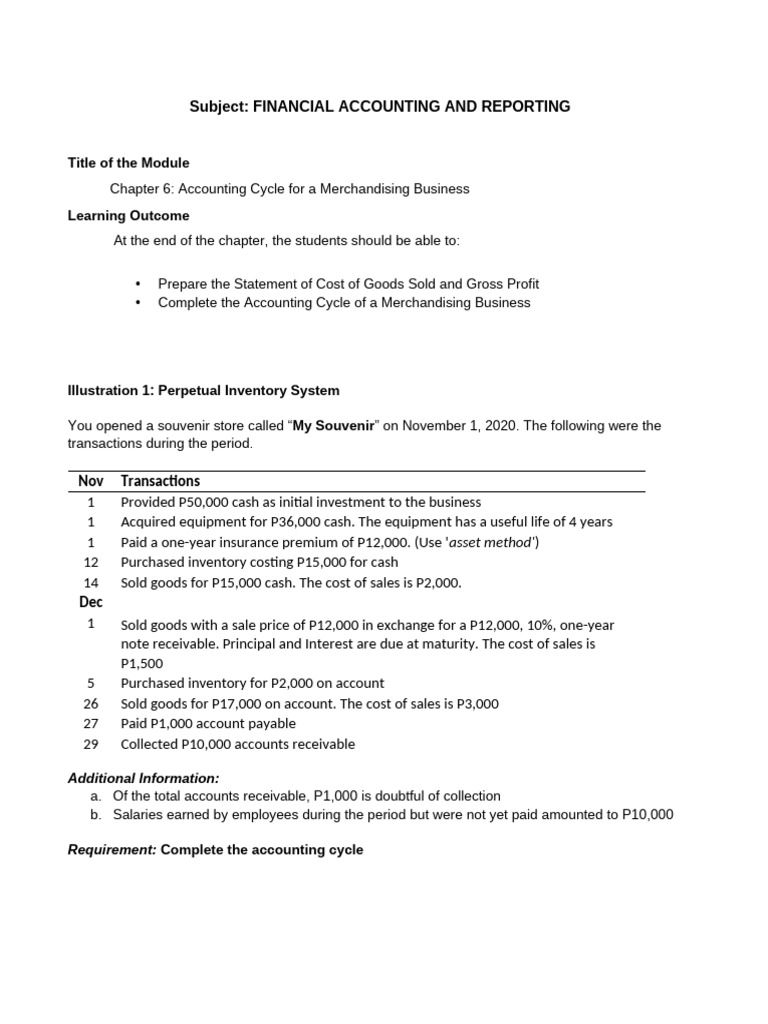 Chapter 6 FAR Perpetual Accounting Cycle | PDF | Expense | Equity (Finance)