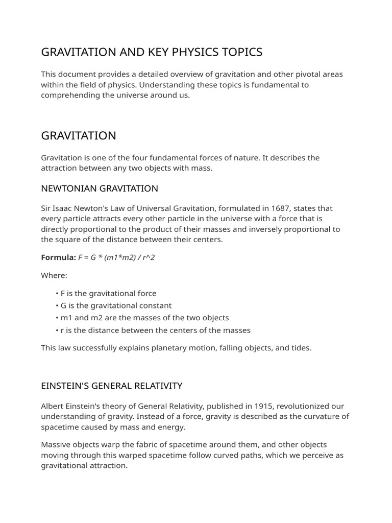 Gravity and Physics Explained | PDF | Gravity | Force