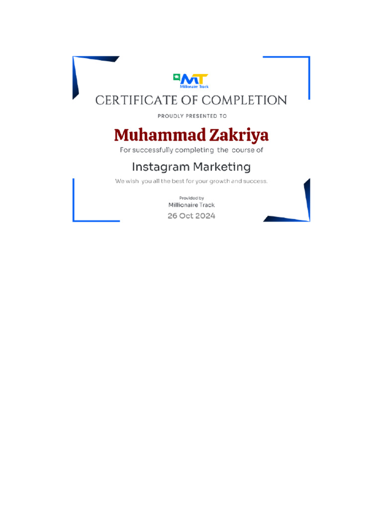 Instagram Marketing Certificate | PDF