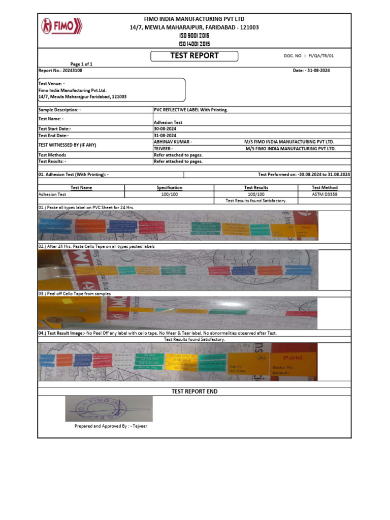 Adhesion Test | PDF