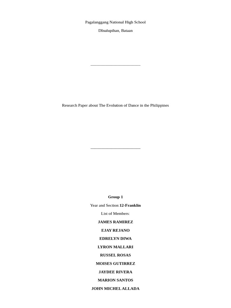 Dance Evolution Research Paper Template | PDF | Dances | Pop Music