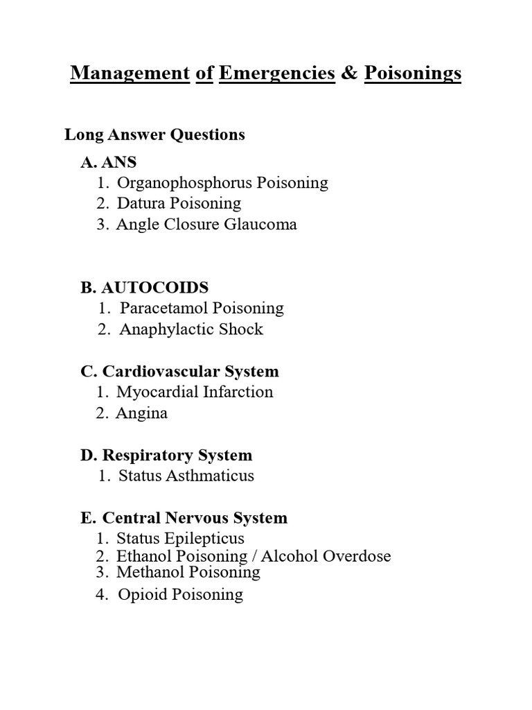 Emergencies & Poisonings | PDF