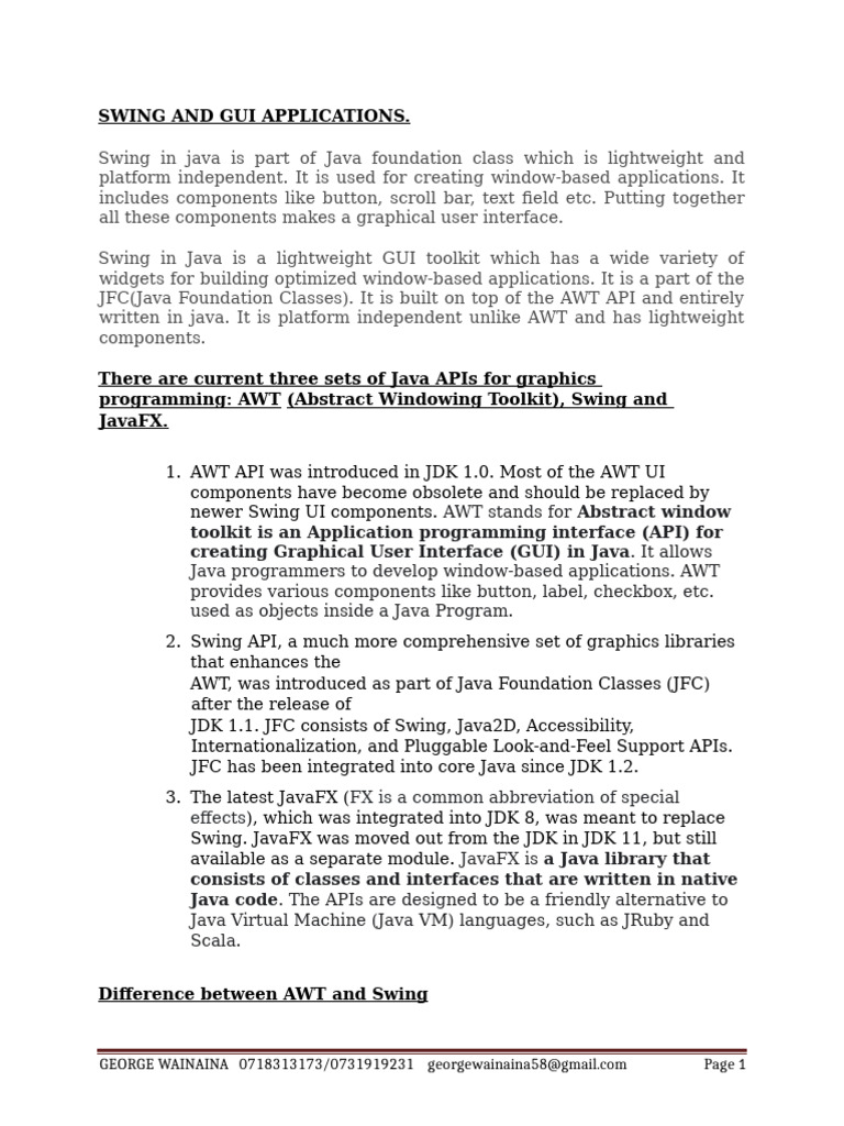 Swing and Gui Applications | PDF | Computer Programming | Computer Libraries