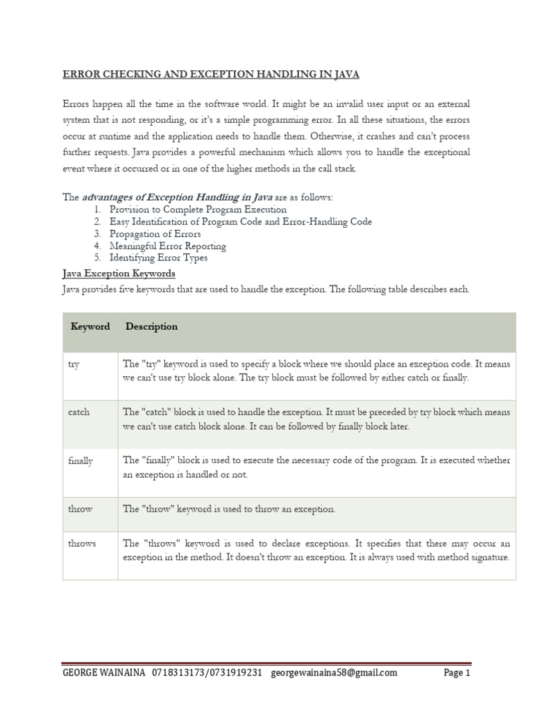Error Checking and Exception Handling | PDF | Constructor (Object Oriented Programming ...
