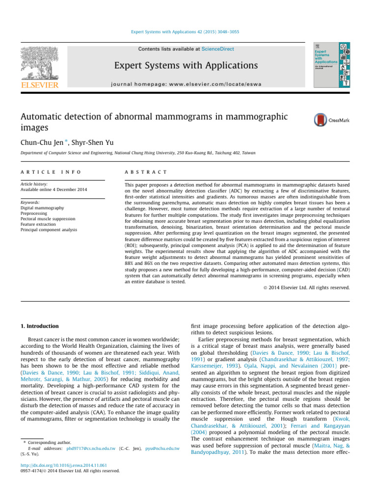 Automatic Abnormal Mammogram Detection | PDF | Mammography | Breast Cancer