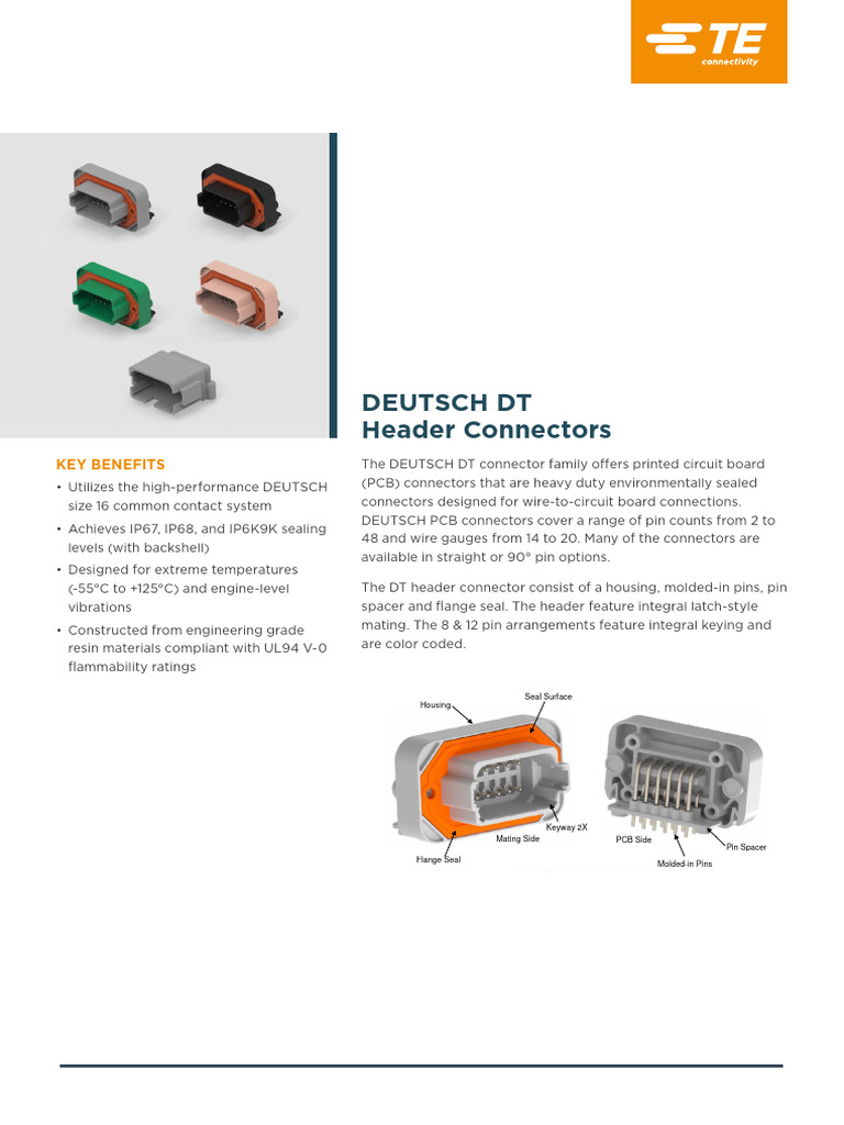 Ict Datasheet Deutsh DT Headers en 0825 | PDF | Electrical Connector ...