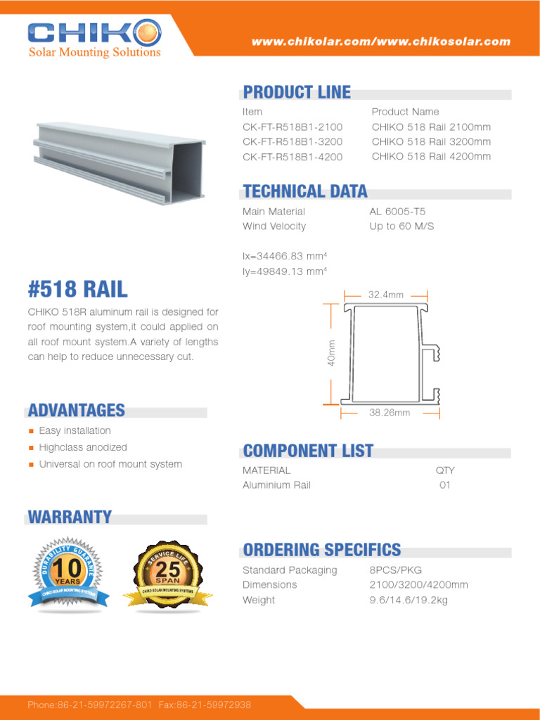 Data Sheet - Rail R518-Print | PDF