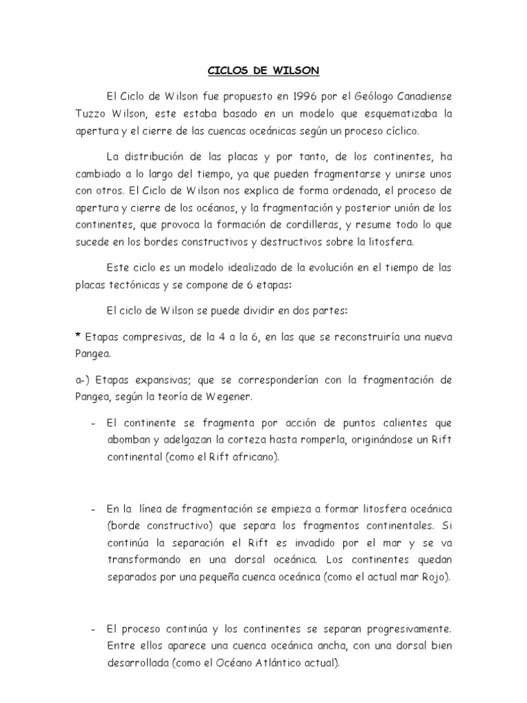 El Ciclo de Wilson | PDF | Placas tectónicas | Continente