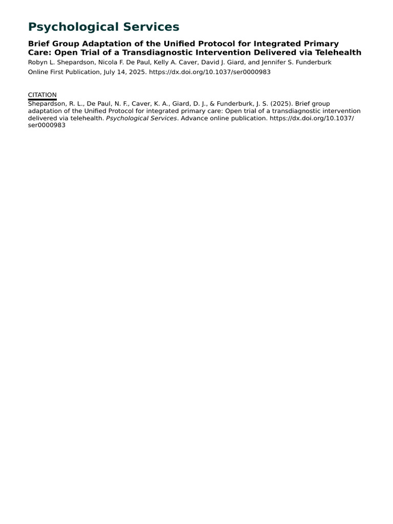 Telehealth Group Intervention for Mental Health | PDF | Mental Health ...