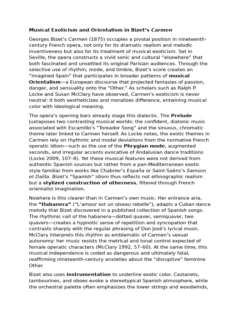 Exoticism in Bizet's Carmen Explained | PDF | Carmen | Habanera (Aria)