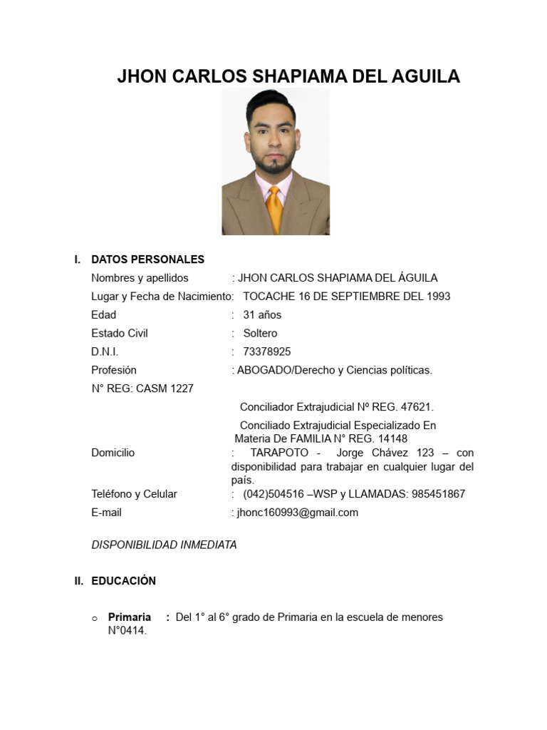 CV 2025 Jhon Carlos | PDF | Violencia doméstica | Derecho laboral