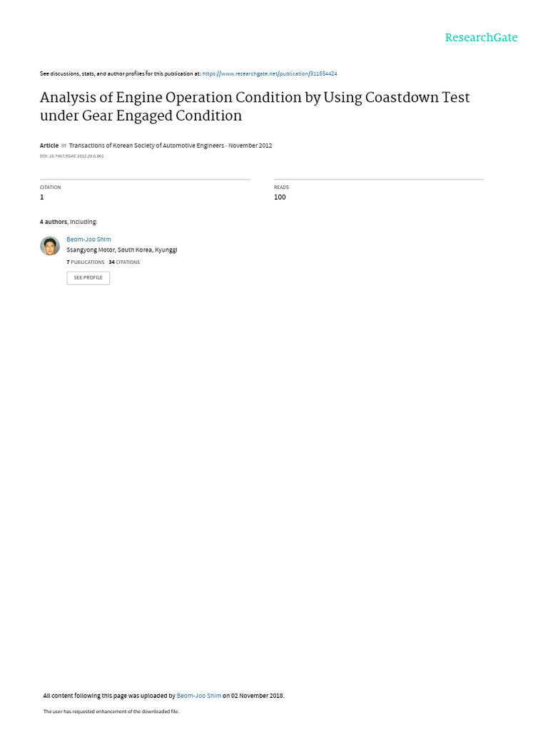 Analysis of Engine Operation Condition by Using Co | PDF