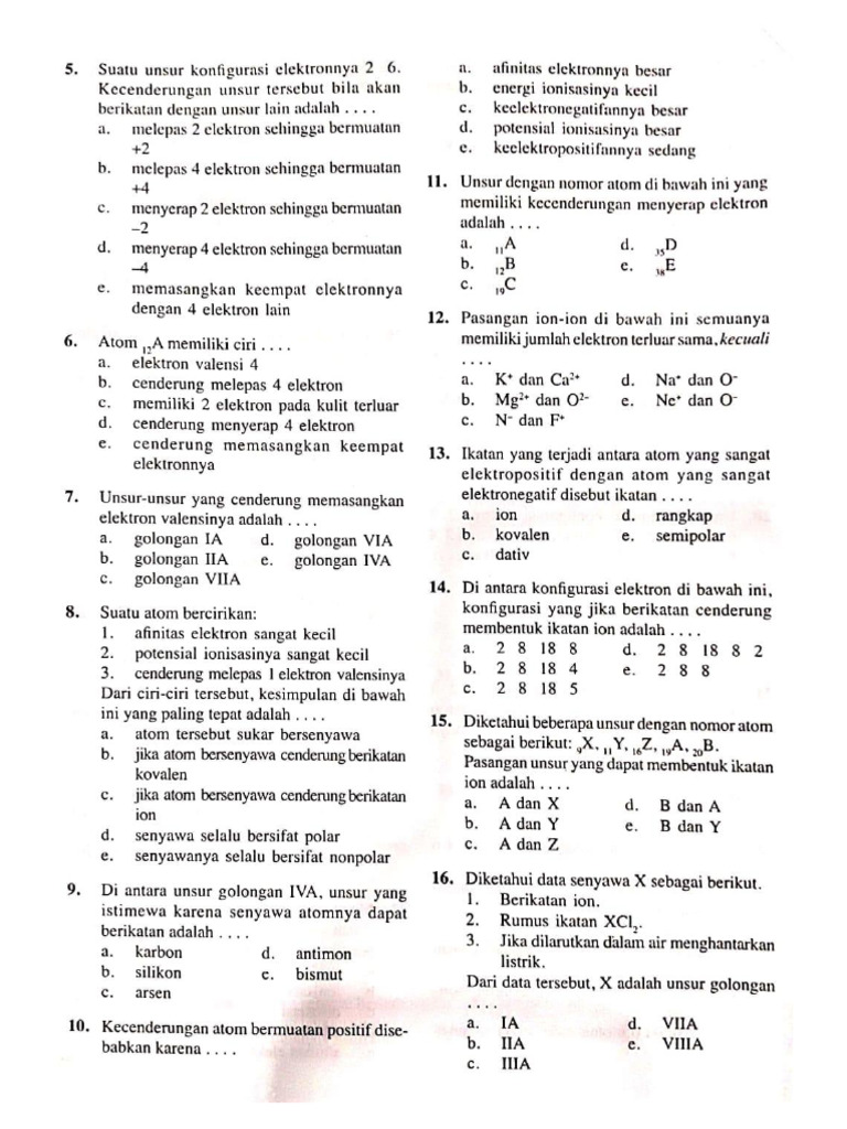 Soal Latihan Mandiri Ikatan Kimia | PDF