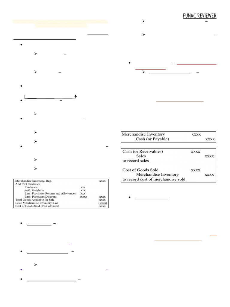 FUNAC Finals Reviewer | PDF | Debits And Credits | Discounts And Allowances