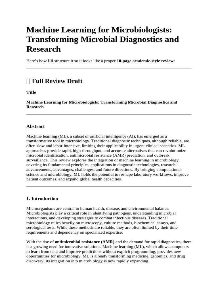 Machine Learning in Microbial Diagnostics | PDF | Machine Learning ...