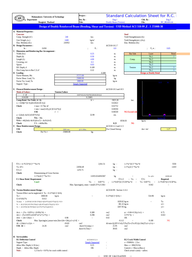 Doubly Reinforced Beam Design Sheet | PDF | Beam (Structure) | Solid ...