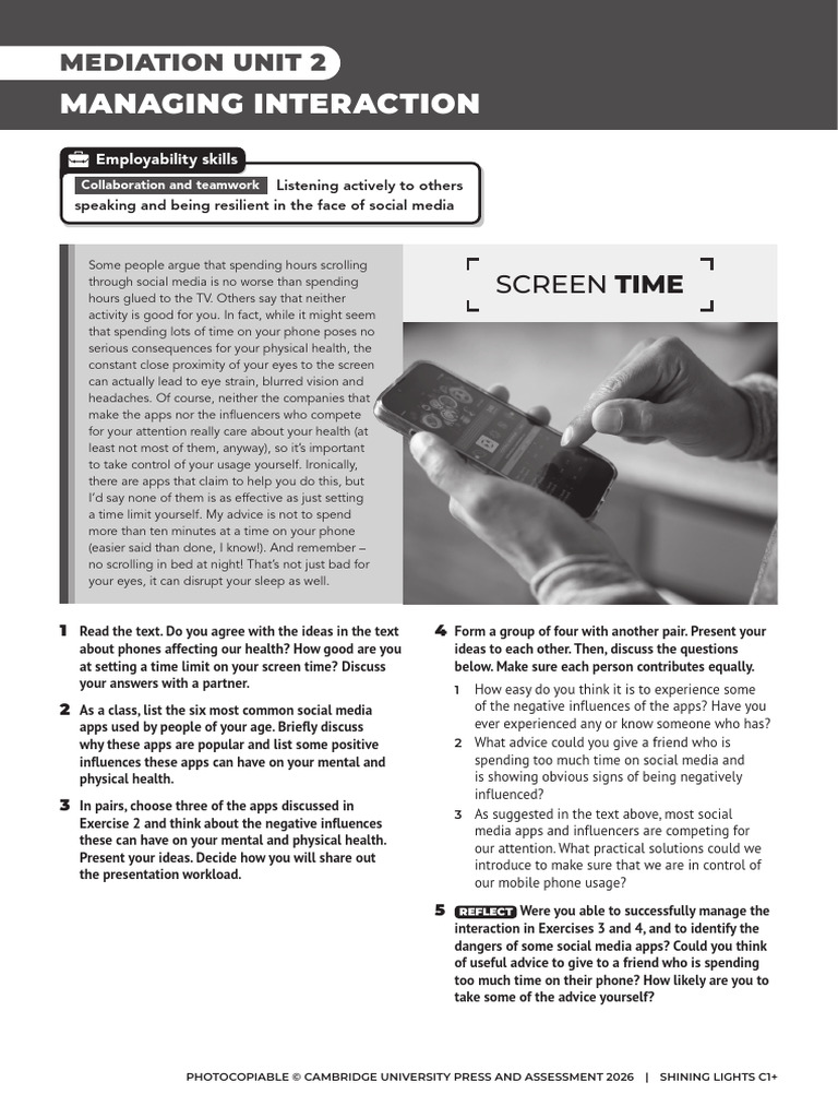 SL C1Plus Mediation Unit 2 | PDF | Behavioural Sciences | Psychology
