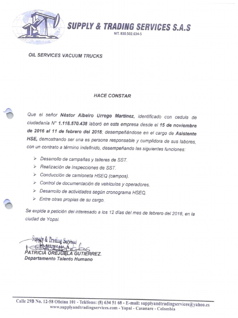 4.Certificados Experiencia Nestor | PDF