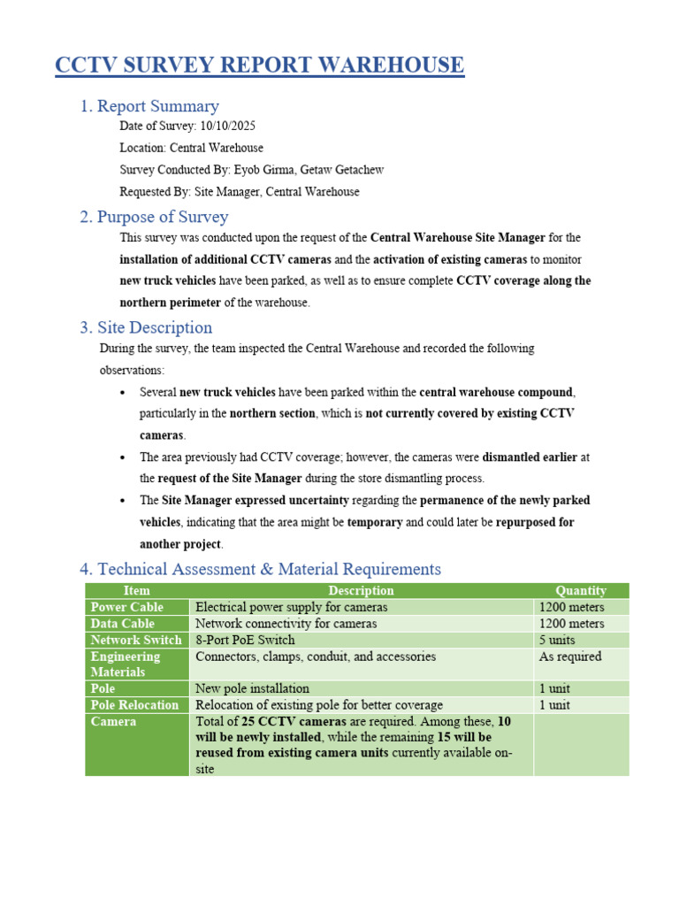 CCTV Survey Report Warehouse... | PDF | Closed Circuit Television ...
