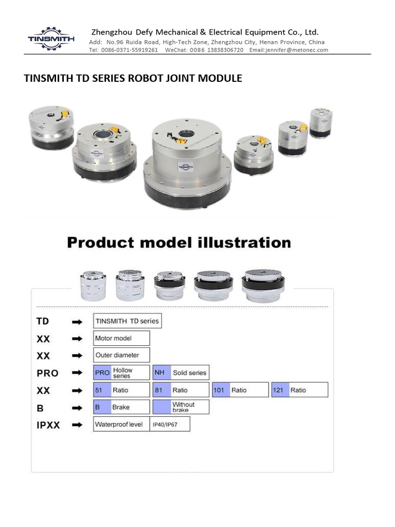TD Series Robot Joint Modules Overview | PDF | Torque | Inductance