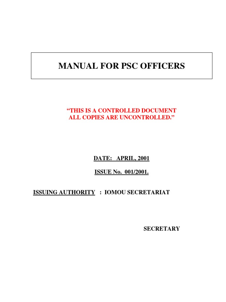 PSC Manual for Officers Overview | PDF | Ships | Shipping