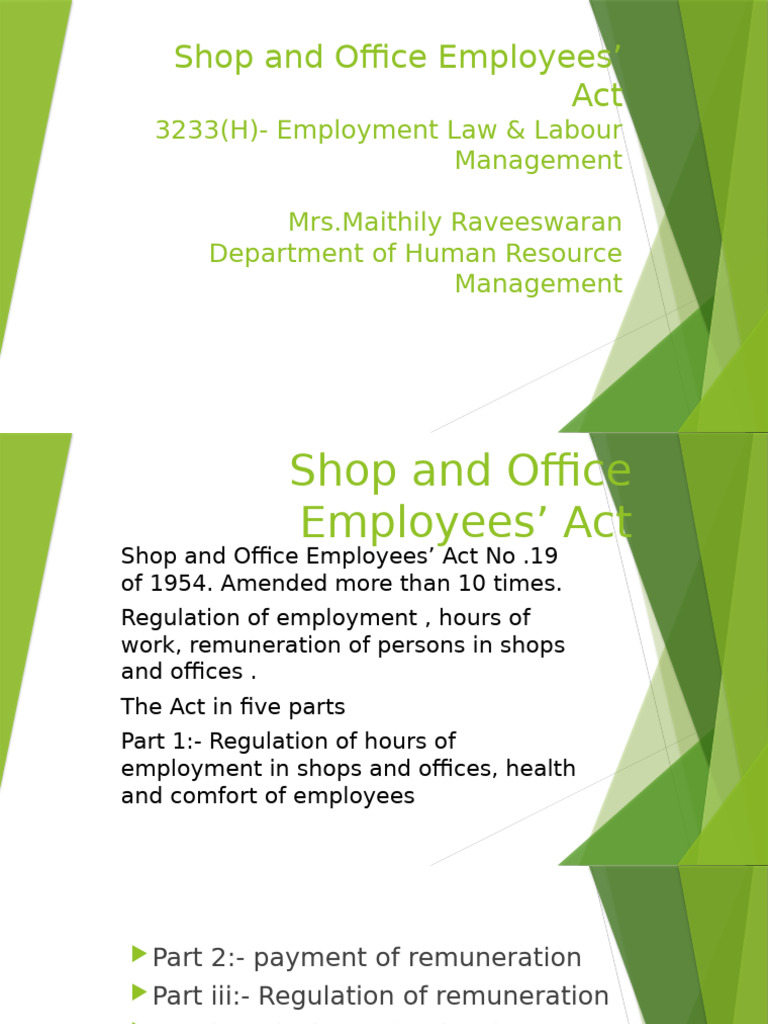 New Shop and Office Employees' Act | PDF | Employment | Overtime