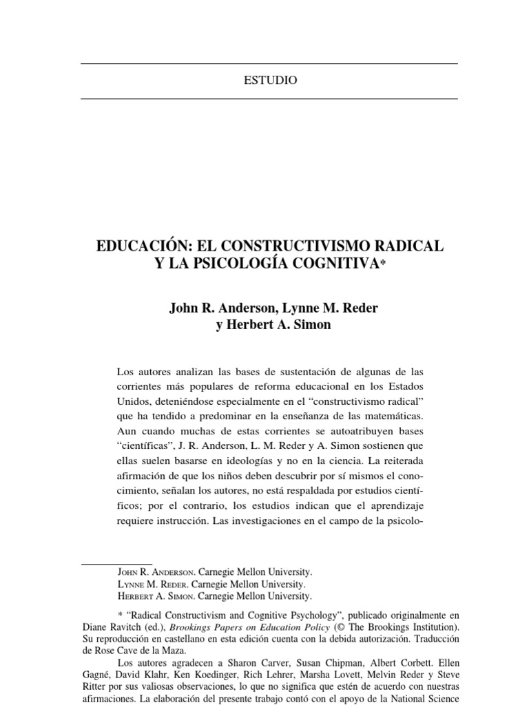El Constructivismo Radical | PDF | Sicología | Constructivismo ...