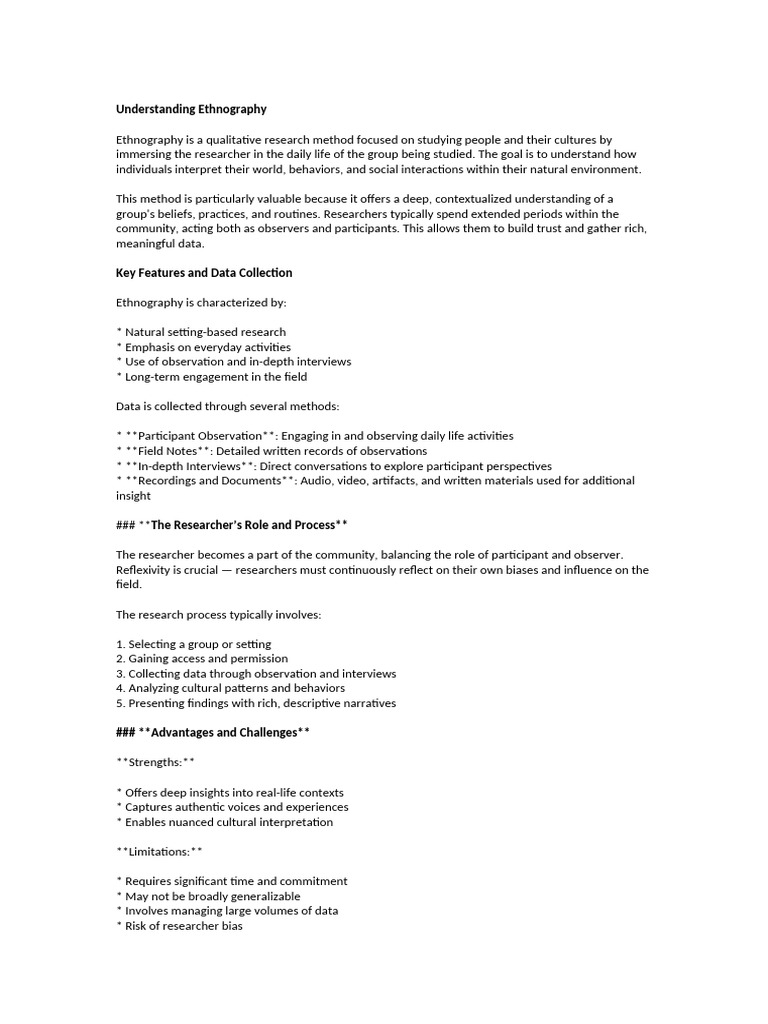 Understanding Ethnography in Qualitative Research | PDF | Ethnography | Qualitative Research