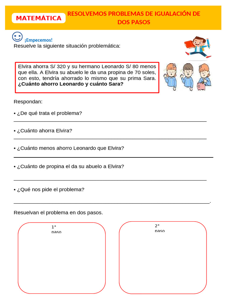 d4 A2 Ficha Mat. Resolvemos Problemas de Igualación de Dos Pasos | PDF