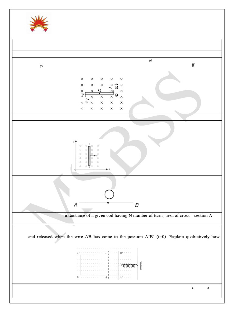 Electromagnetic Induction Worksheet-1 | PDF | Electromagnetic Induction ...