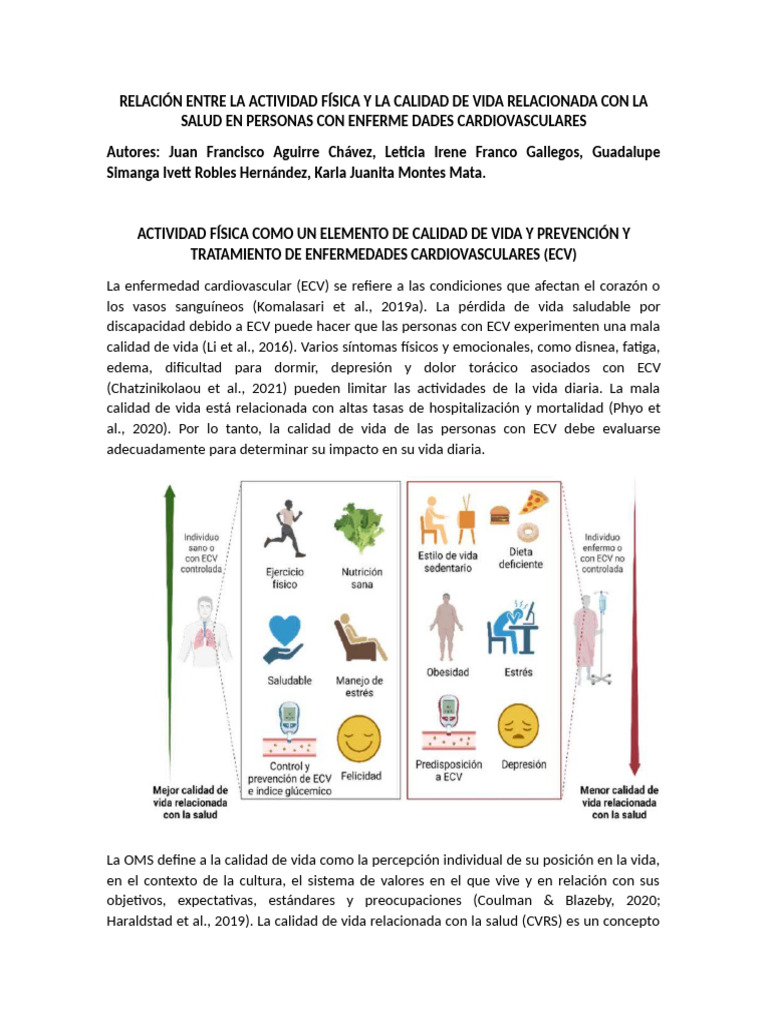 Relación Entre La Actividad Física y La Calidad de Vida Relacionada Con ...