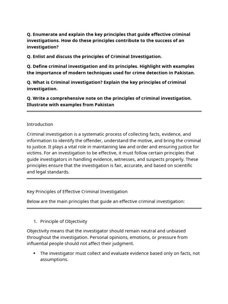 Principles of Investigation | PDF | Crime Scene | Forensic Science