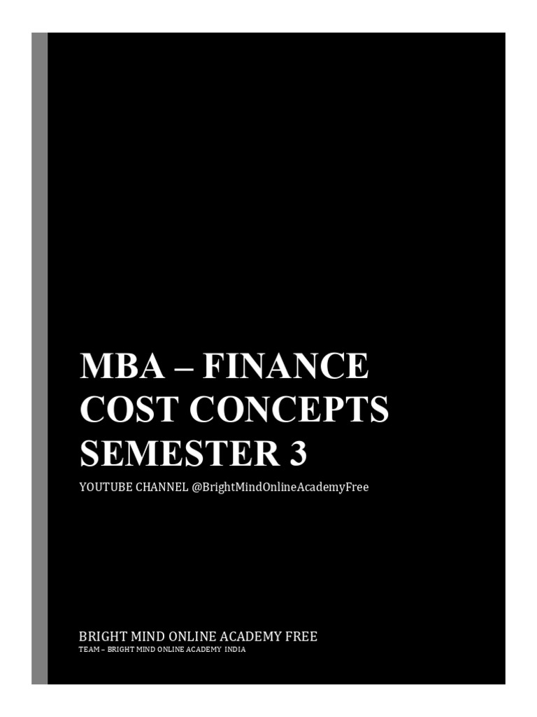 MBA - FINANCE SEM3 COST CONCEPTS MCQ | PDF | Opportunity Cost | Cost