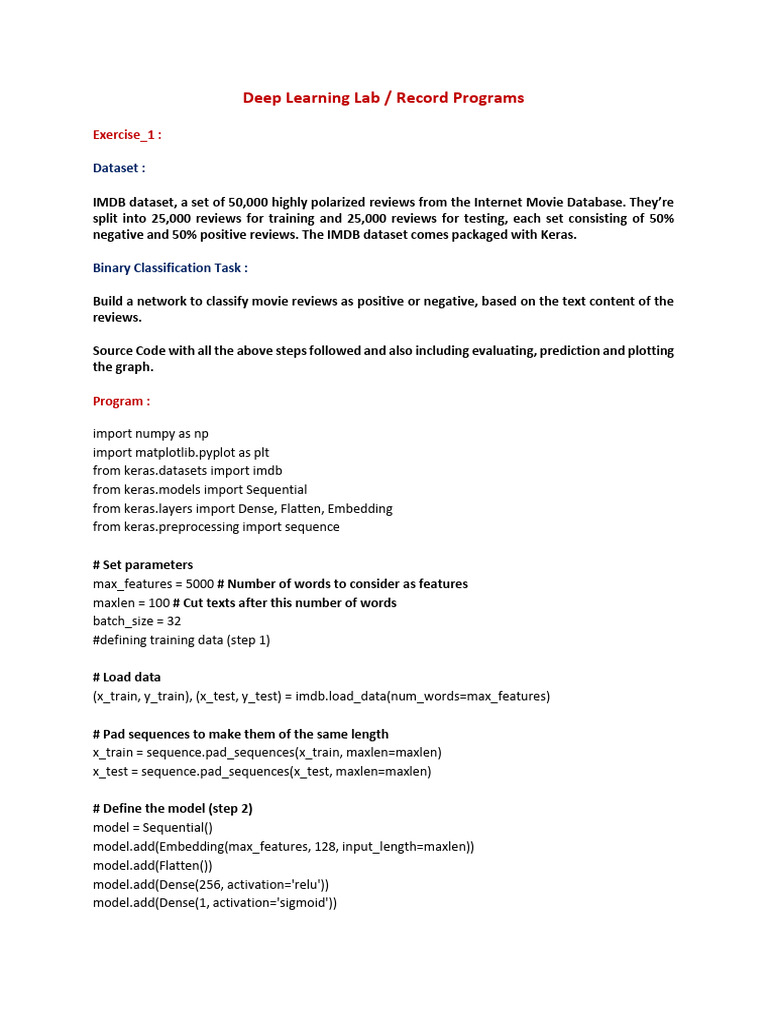 Deep Learning Lab | PDF | Accuracy And Precision | Mean Squared Error