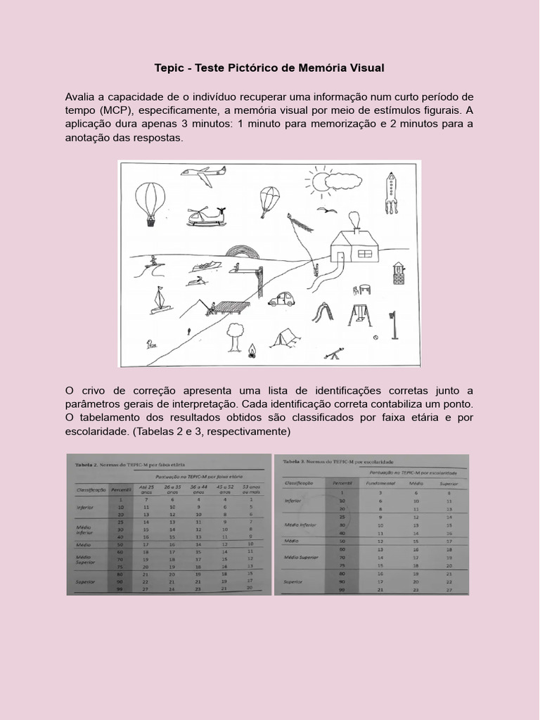Teste Pictórico de Memória Visual | PDF