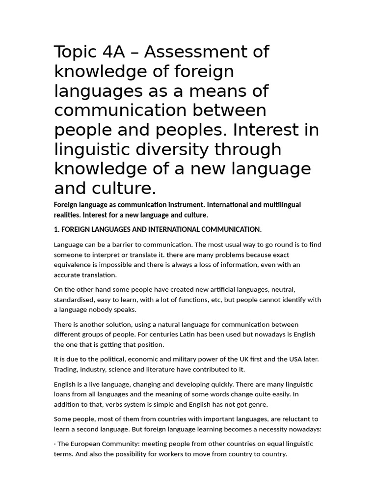 Foreign Languages in Global Communication | PDF | Foreign Language ...