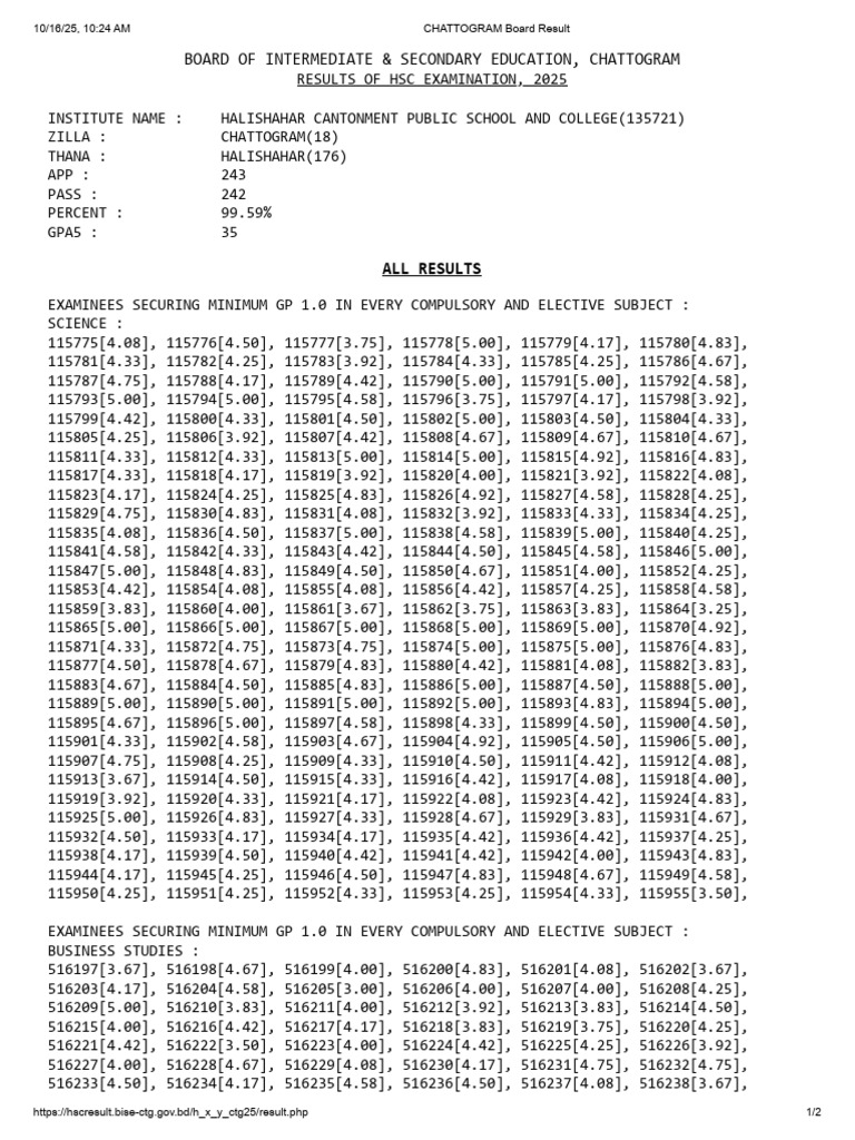 Chattogram Board Result | PDF | Secondary Education | Bangladesh