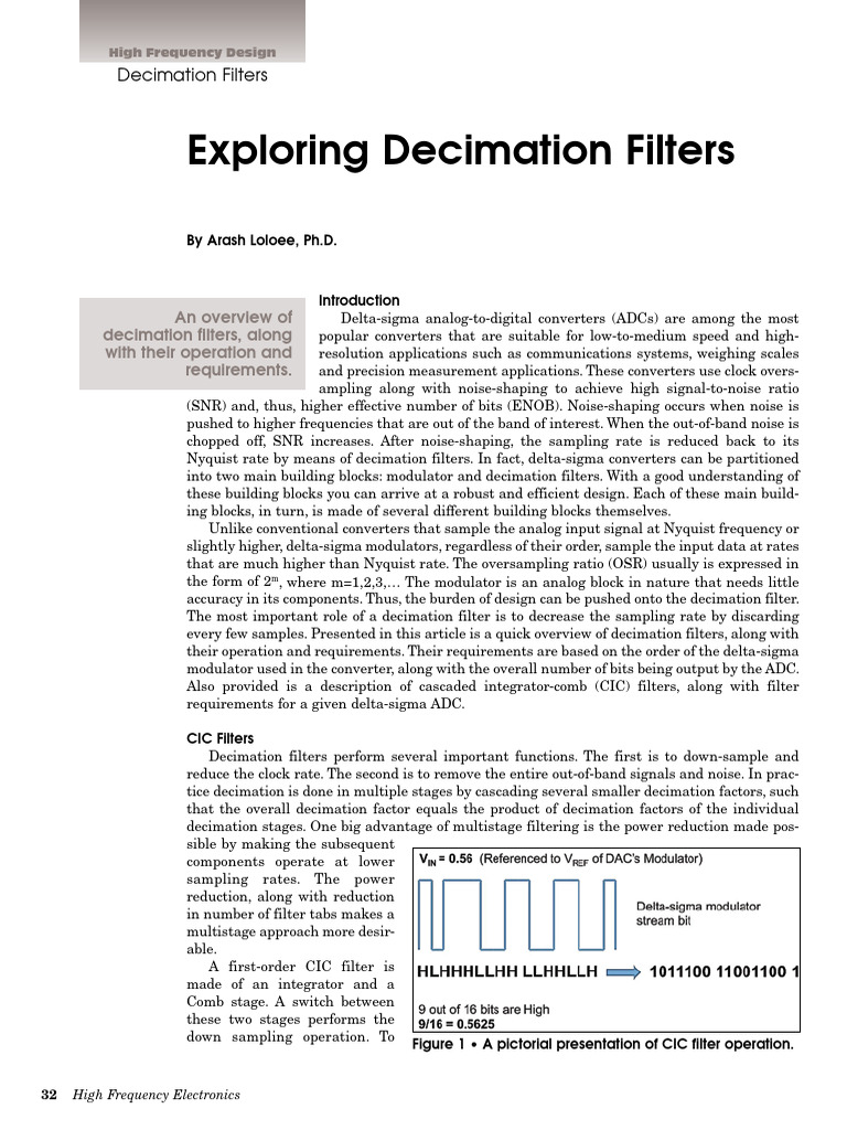 Understanding Decimation Filters in ADCs | PDF | Analog To Digital ...