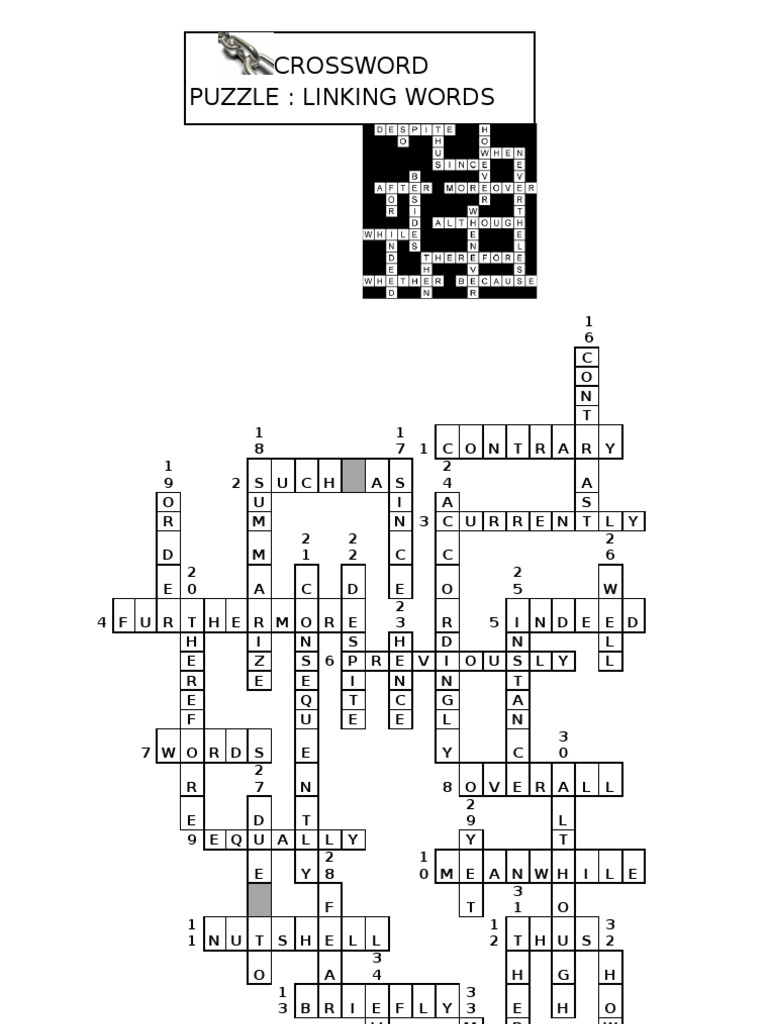 Linking Words Crossword | PDF | Teaching Mathematics